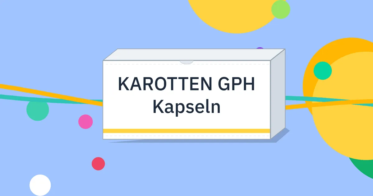 Symbolbild: Packung mit der Aufschrift KAROTTEN GPH Kapseln (PZN 09323696) – Verfügbarkeit und Bezug in Apotheken in Frankfurt am Main