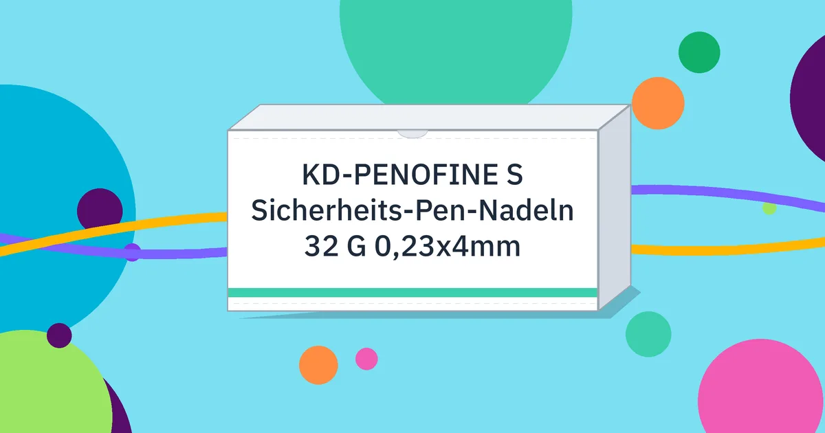 Symbolbild: Packung mit der Aufschrift KD-PENOFINE S Sicherheits-Pen-Nadeln 32 G 0,23x4mm (PZN 20377528) – Verfügbarkeit und Bezug in Apotheken in Frankfurt am Main