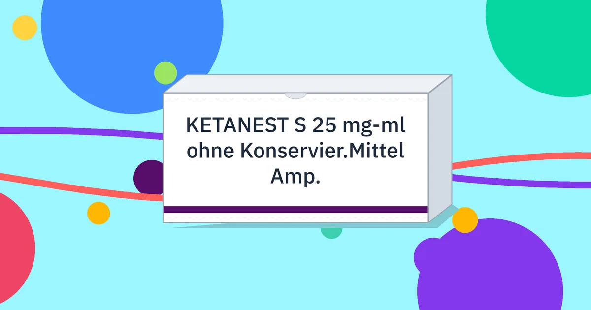 Symbolbild: Packung mit der Aufschrift KETANEST S 25 mg-ml ohne Konservier.Mittel Amp. (PZN 08707288) – Verfügbarkeit und Bezug in Apotheken in Frankfurt am Main