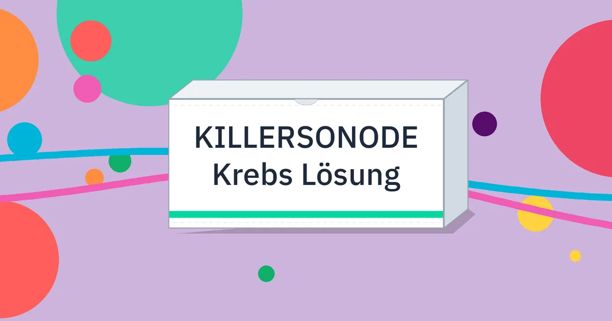 Symbolbild: Packung mit der Aufschrift KILLERSONODE Krebs Lösung (PZN 11189087) – Verfügbarkeit und Bezug in Apotheken in Frankfurt am Main