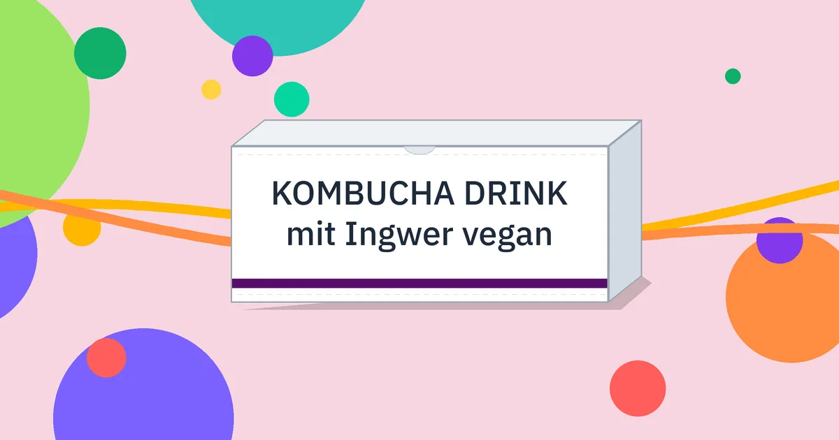 Symbolbild: Packung mit der Aufschrift KOMBUCHA DRINK mit Ingwer vegan (PZN 17524552) – Verfügbarkeit und Bezug in Apotheken in Frankfurt am Main