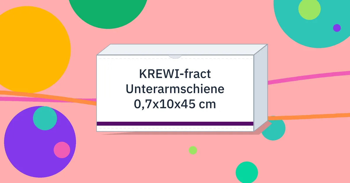 Symbolbild: Packung mit der Aufschrift KREWI-fract Unterarmschiene 0,7x10x45 cm (PZN 17300516) – Verfügbarkeit und Bezug in Apotheken in Frankfurt am Main