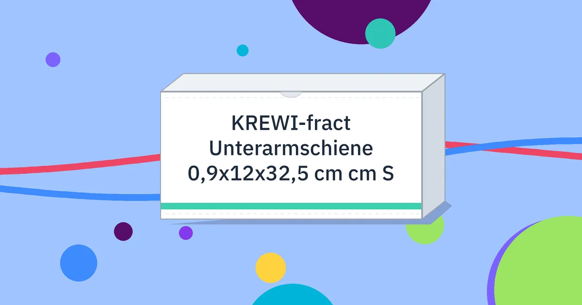 Symbolbild: Packung mit der Aufschrift KREWI-fract Unterarmschiene 0,9x12x32,5 cm cm S (PZN 17300640) – Verfügbarkeit und Bezug in Apotheken in Frankfurt am Main
