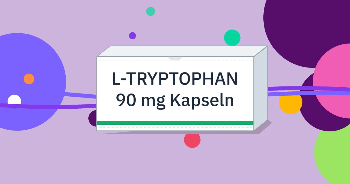 Symbolbild: Packung mit der Aufschrift L-TRYPTOPHAN 90 mg Kapseln (PZN 09238306) – Verfügbarkeit und Bezug in Apotheken in Frankfurt am Main