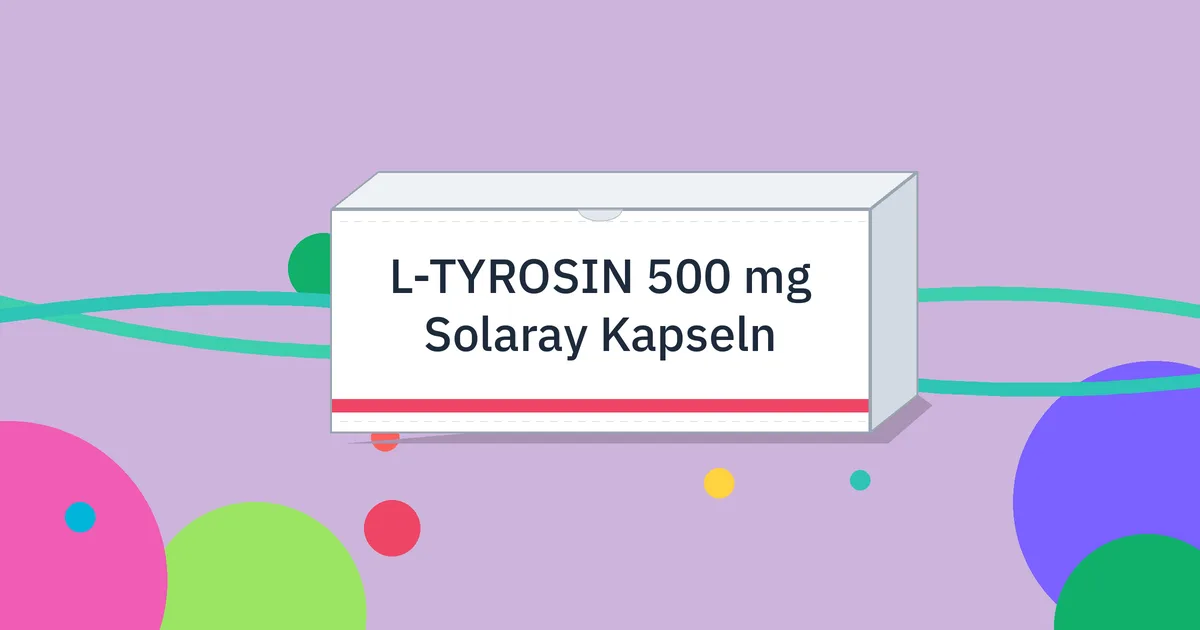 Symbolbild: Packung mit der Aufschrift L-TYROSIN 500 mg Solaray Kapseln (PZN 19446000) – Verfügbarkeit und Bezug in Apotheken in Frankfurt am Main