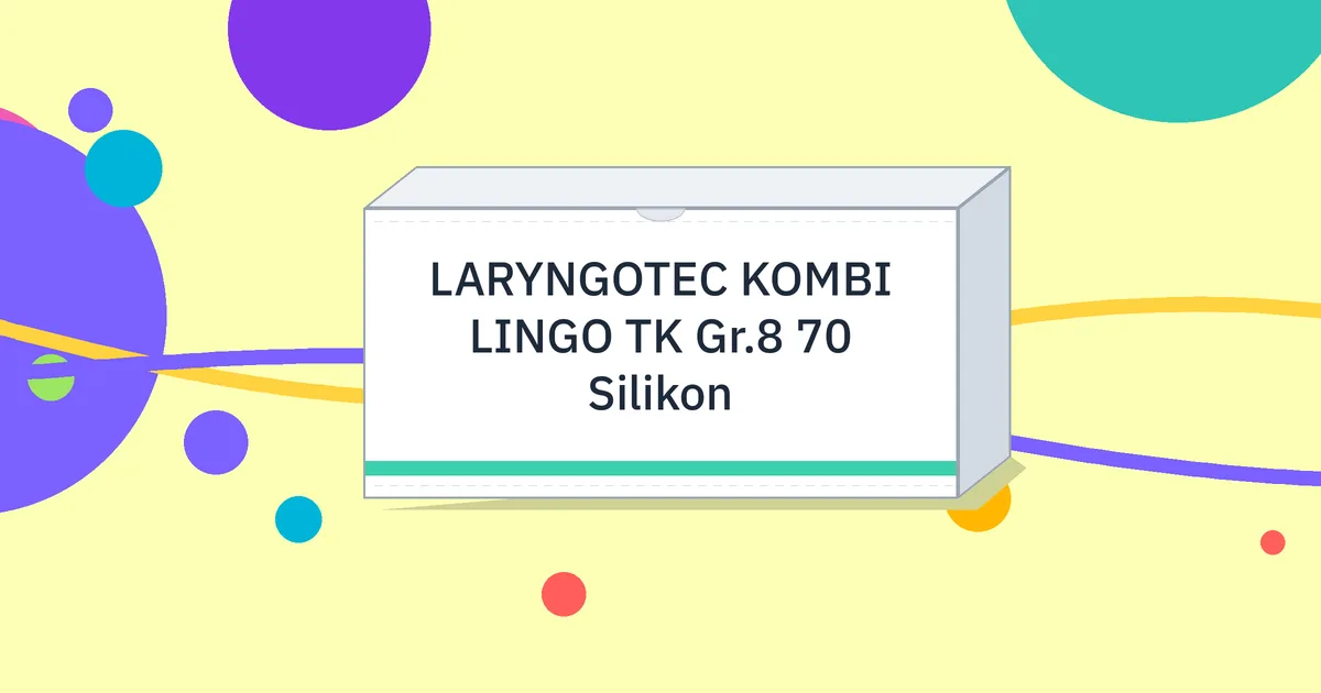 Symbolbild: Packung mit der Aufschrift LARYNGOTEC KOMBI LINGO TK Gr.8 70 Silikon (PZN 19185976) – Verfügbarkeit und Bezug in Apotheken in Frankfurt am Main
