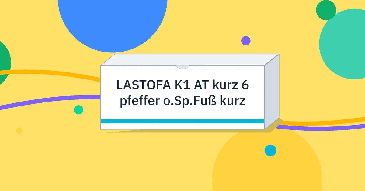 Symbolbild: Packung mit der Aufschrift LASTOFA K1 AT kurz 6 pfeffer o.Sp.Fuß kurz (PZN 13797158) – Verfügbarkeit und Bezug in Apotheken in Frankfurt am Main