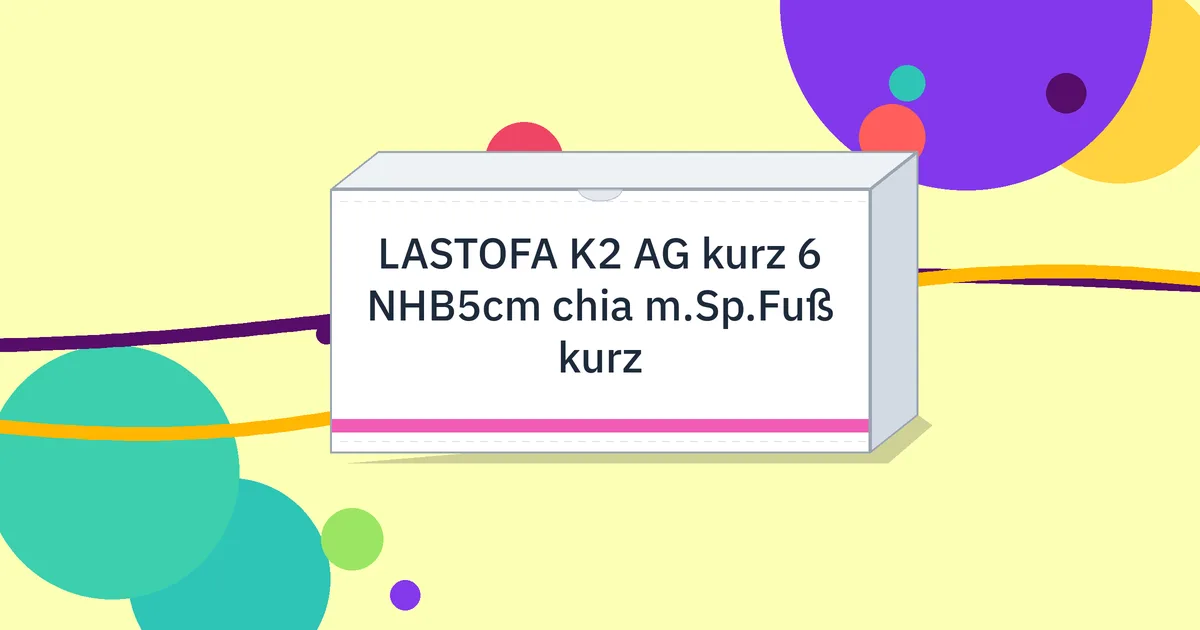 Symbolbild: Packung mit der Aufschrift LASTOFA K2 AG kurz 6 NHB5cm chia m.Sp.Fuß kurz (PZN 13807187) – Verfügbarkeit und Bezug in Apotheken in Frankfurt am Main