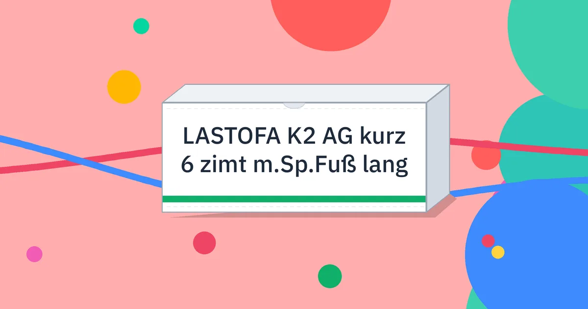 Symbolbild: Packung mit der Aufschrift LASTOFA K2 AG kurz 6 zimt m.Sp.Fuß lang (PZN 13807425) – Verfügbarkeit und Bezug in Apotheken in Frankfurt am Main