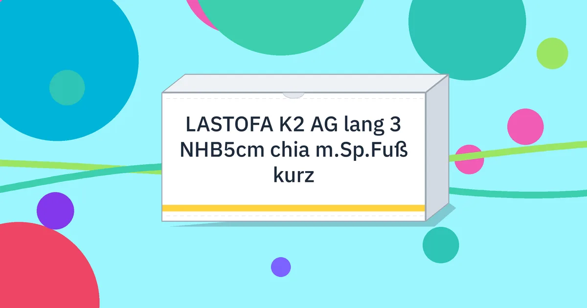 Symbolbild: Packung mit der Aufschrift LASTOFA K2 AG lang 3 NHB5cm chia m.Sp.Fuß kurz (PZN 13803781) – Verfügbarkeit und Bezug in Apotheken in Frankfurt am Main