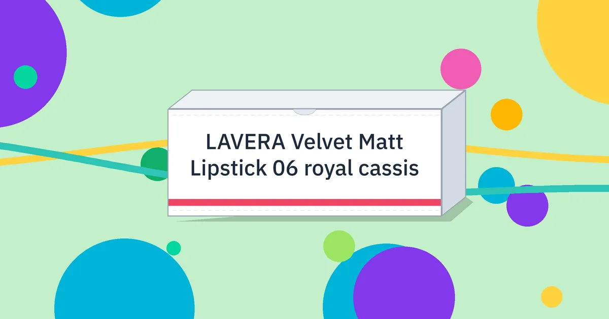 Symbolbild: Packung mit der Aufschrift LAVERA Velvet Matt Lipstick 06 royal cassis (PZN 16929382) – Verfügbarkeit und Bezug in Apotheken in Frankfurt am Main