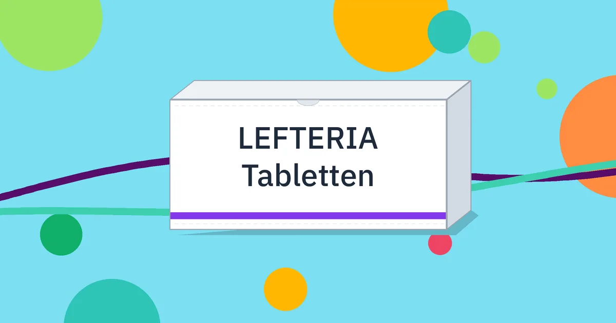 Symbolbild: Packung mit der Aufschrift LEFTERIA Tabletten (PZN 19483231) – Verfügbarkeit und Bezug in Apotheken in Frankfurt am Main