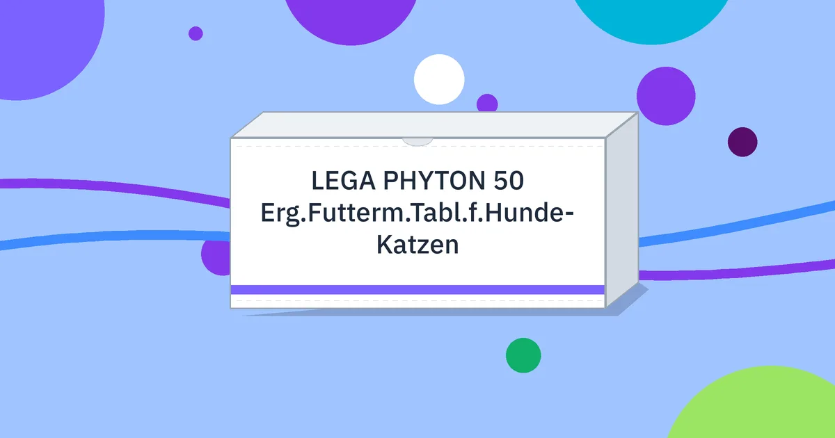 Symbolbild: Packung mit der Aufschrift LEGA PHYTON 50 Erg.Futterm.Tabl.f.Hunde-Katzen (PZN 16361527) – Verfügbarkeit und Bezug in Apotheken in Frankfurt am Main