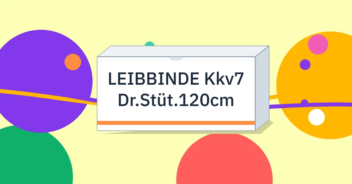Symbolbild: Packung mit der Aufschrift LEIBBINDE Kkv7 Dr.Stüt.120cm (PZN 01966673) – Verfügbarkeit und Bezug in Apotheken in Frankfurt am Main