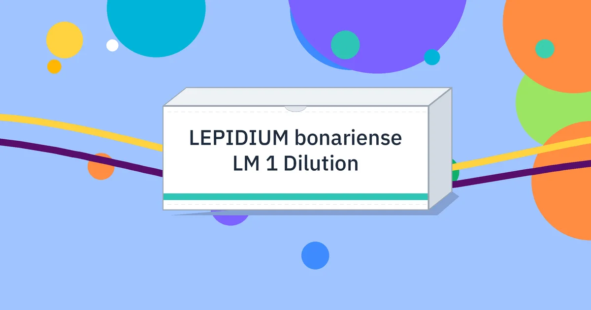 Symbolbild: Packung mit der Aufschrift LEPIDIUM bonariense LM 1 Dilution (PZN 13526229) – Verfügbarkeit und Bezug in Apotheken in Frankfurt am Main