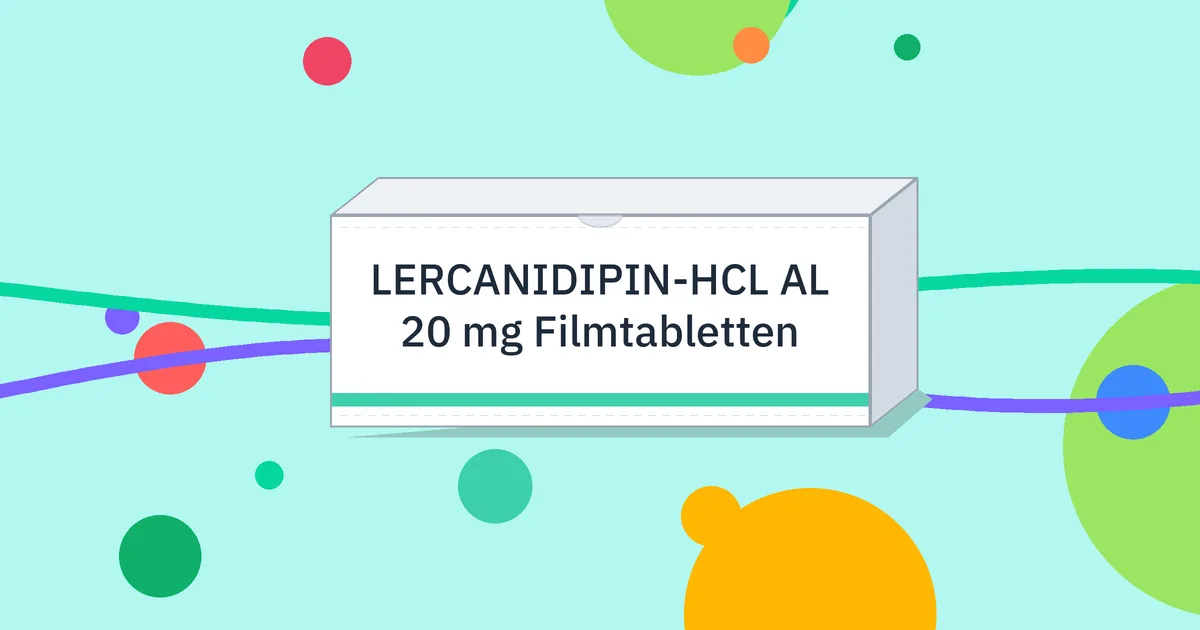 Symbolbild: Packung mit der Aufschrift LERCANIDIPIN-HCL AL 20 mg Filmtabletten (PZN 01347390) – Verfügbarkeit und Bezug in Apotheken in Frankfurt am Main