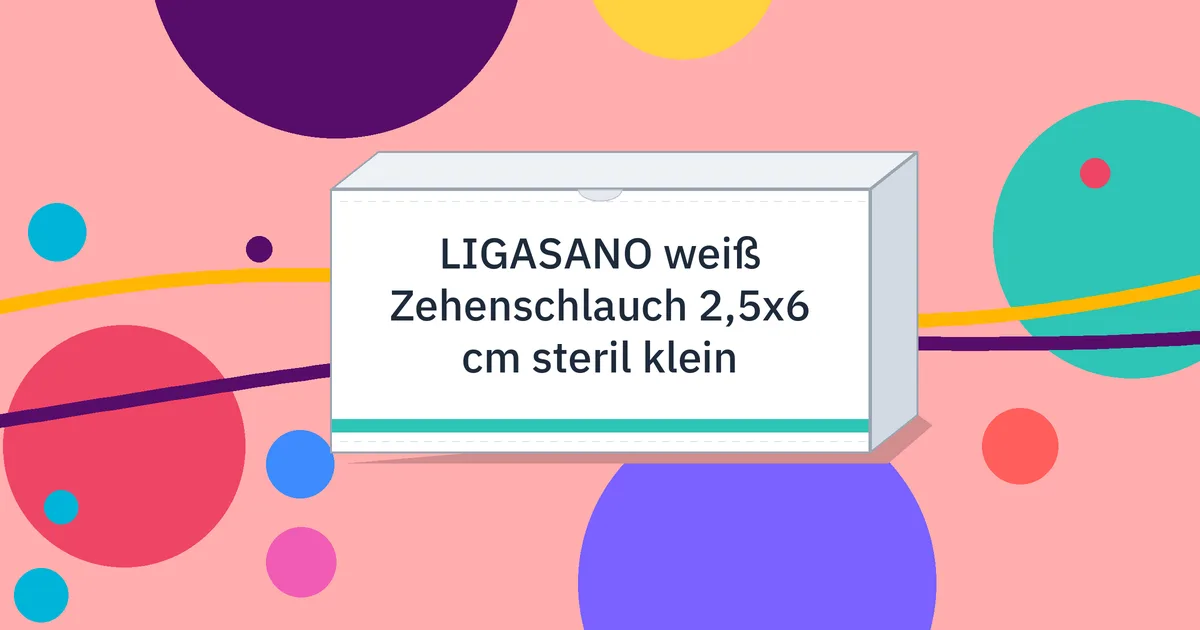 Symbolbild: Packung mit der Aufschrift LIGASANO weiß Zehenschlauch 2,5x6 cm steril klein (PZN 17251657) – Verfügbarkeit und Bezug in Apotheken in Frankfurt am Main