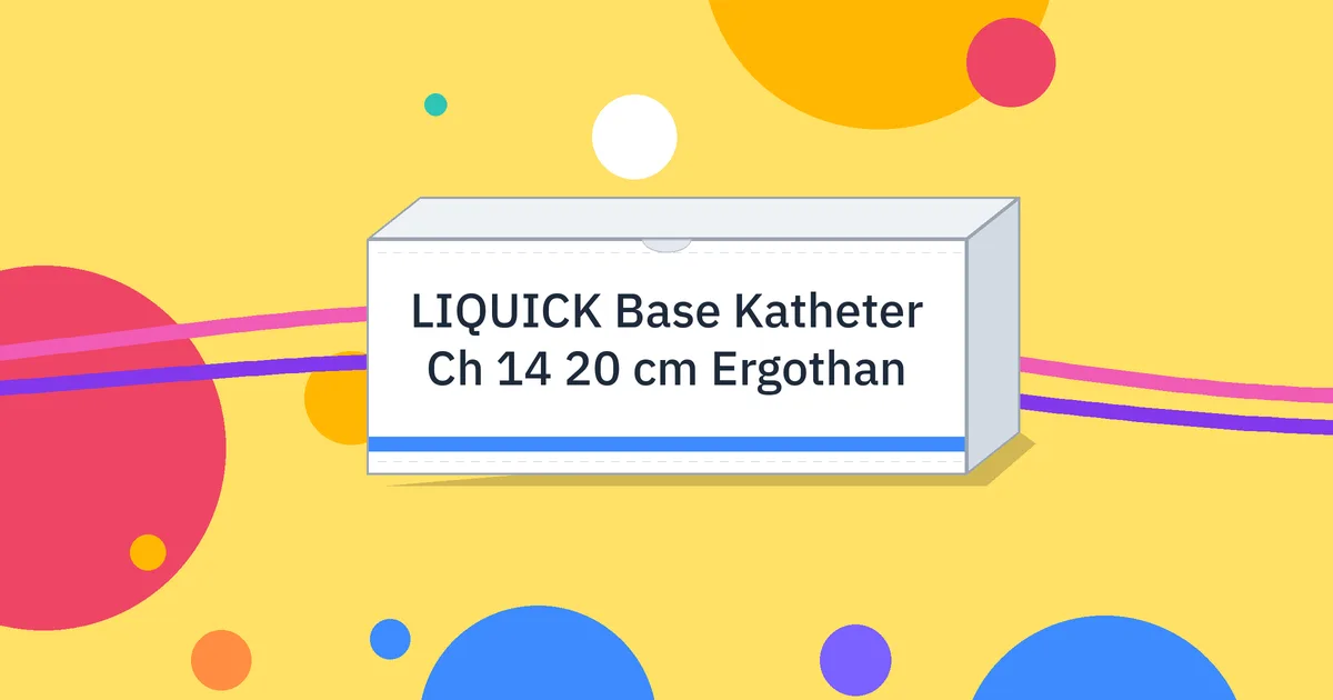 Symbolbild: Packung mit der Aufschrift LIQUICK Base Katheter Ch 14 20 cm Ergothan (PZN 02653410) – Verfügbarkeit und Bezug in Apotheken in Frankfurt am Main