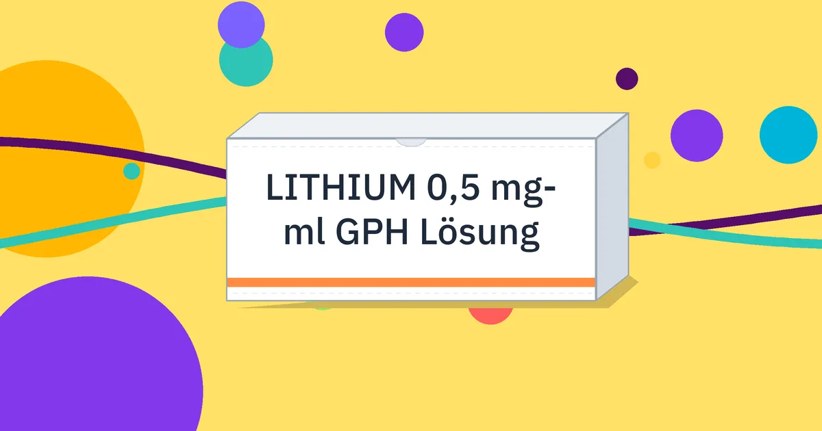 Symbolbild: Packung mit der Aufschrift LITHIUM 0,5 mg-ml GPH Lösung (PZN 20346999) – Verfügbarkeit und Bezug in Apotheken in Frankfurt am Main