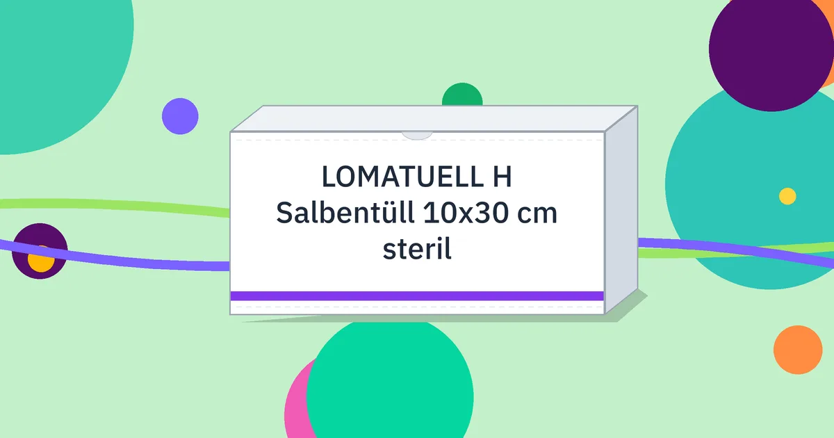 Symbolbild: Packung mit der Aufschrift LOMATUELL H Salbentüll 10x30 cm steril (PZN 15998808) – Verfügbarkeit und Bezug in Apotheken in Frankfurt am Main