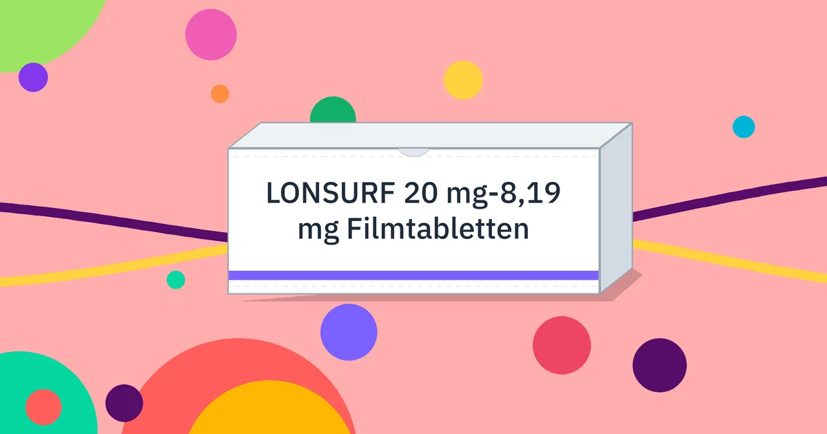 Symbolbild: Packung mit der Aufschrift LONSURF 20 mg-8,19 mg Filmtabletten (PZN 15821412) – Verfügbarkeit und Bezug in Apotheken in Frankfurt am Main
