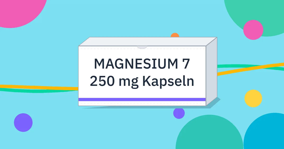 Symbolbild: Packung mit der Aufschrift MAGNESIUM 7 250 mg Kapseln (PZN 15737580) – Verfügbarkeit und Bezug in Apotheken in Frankfurt am Main