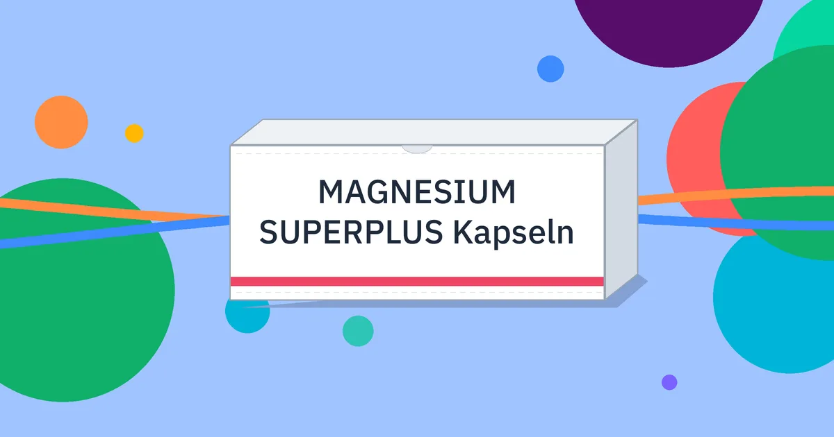 Symbolbild: Packung mit der Aufschrift MAGNESIUM SUPERPLUS Kapseln (PZN 12369437) – Verfügbarkeit und Bezug in Apotheken in Frankfurt am Main