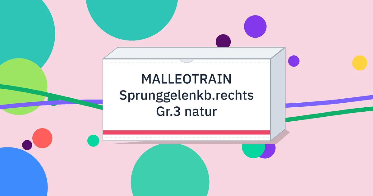 Symbolbild: Packung mit der Aufschrift MALLEOTRAIN Sprunggelenkb.rechts Gr.3 natur (PZN 01283715) – Verfügbarkeit und Bezug in Apotheken in Frankfurt am Main