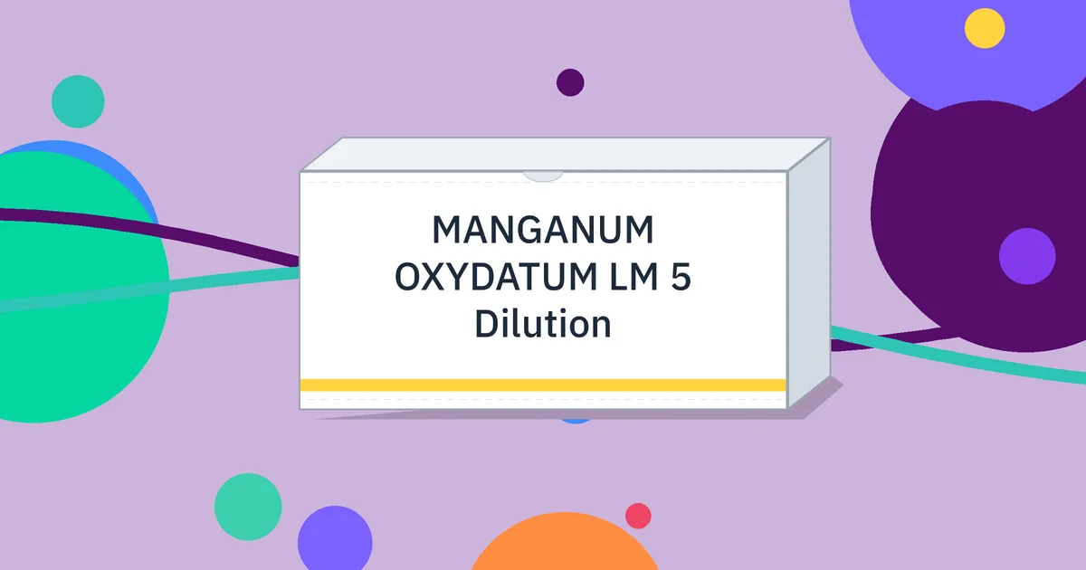 Symbolbild: Packung mit der Aufschrift MANGANUM OXYDATUM LM 5 Dilution (PZN 12944551) – Verfügbarkeit und Bezug in Apotheken in Frankfurt am Main