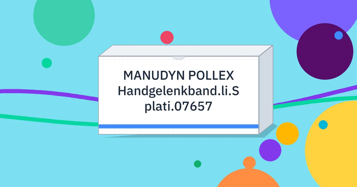 Symbolbild: Packung mit der Aufschrift MANUDYN POLLEX Handgelenkband.li.S plati.07657 (PZN 13986161) – Verfügbarkeit und Bezug in Apotheken in Frankfurt am Main