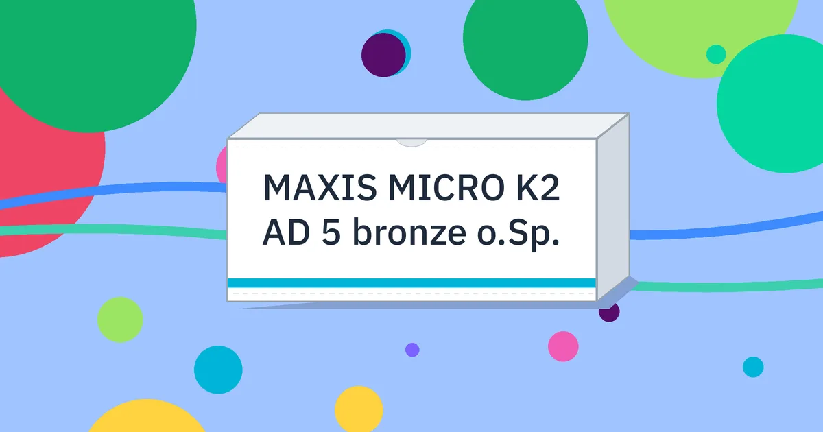 Symbolbild: Packung mit der Aufschrift MAXIS MICRO K2 AD 5 bronze o.Sp. (PZN 17673424) – Verfügbarkeit und Bezug in Apotheken in Frankfurt am Main