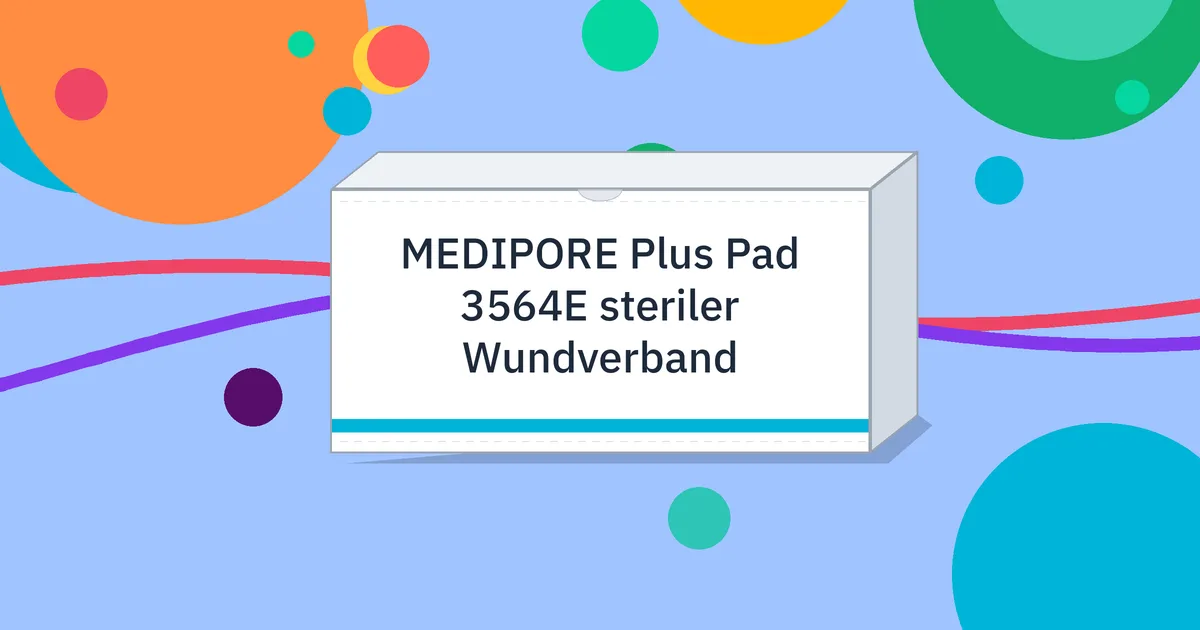 Symbolbild: Packung mit der Aufschrift MEDIPORE Plus Pad 3564E steriler Wundverband (PZN 09008434) – Verfügbarkeit und Bezug in Apotheken in Frankfurt am Main