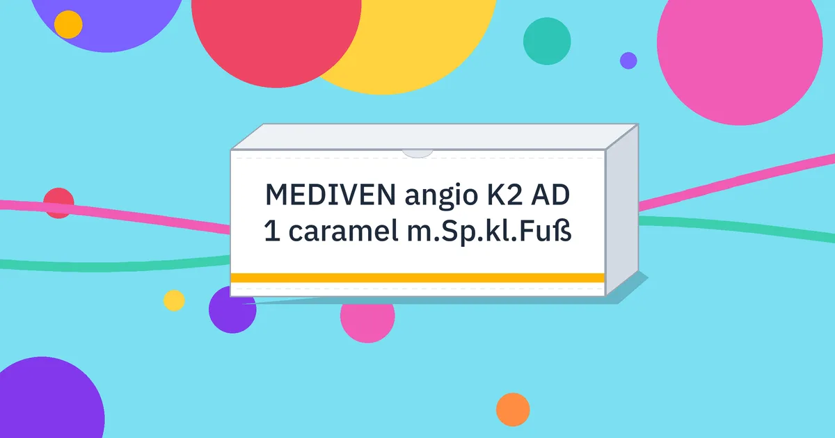 Symbolbild: Packung mit der Aufschrift MEDIVEN angio K2 AD 1 caramel m.Sp.kl.Fuß (PZN 17210598) – Verfügbarkeit und Bezug in Apotheken in Frankfurt am Main