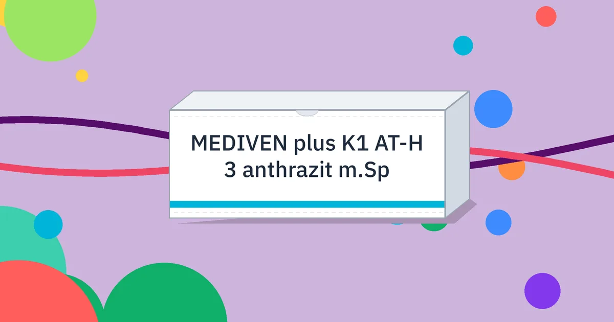 Symbolbild: Packung mit der Aufschrift MEDIVEN plus K1 AT-H 3 anthrazit m.Sp (PZN 15035429) – Verfügbarkeit und Bezug in Apotheken in Frankfurt am Main