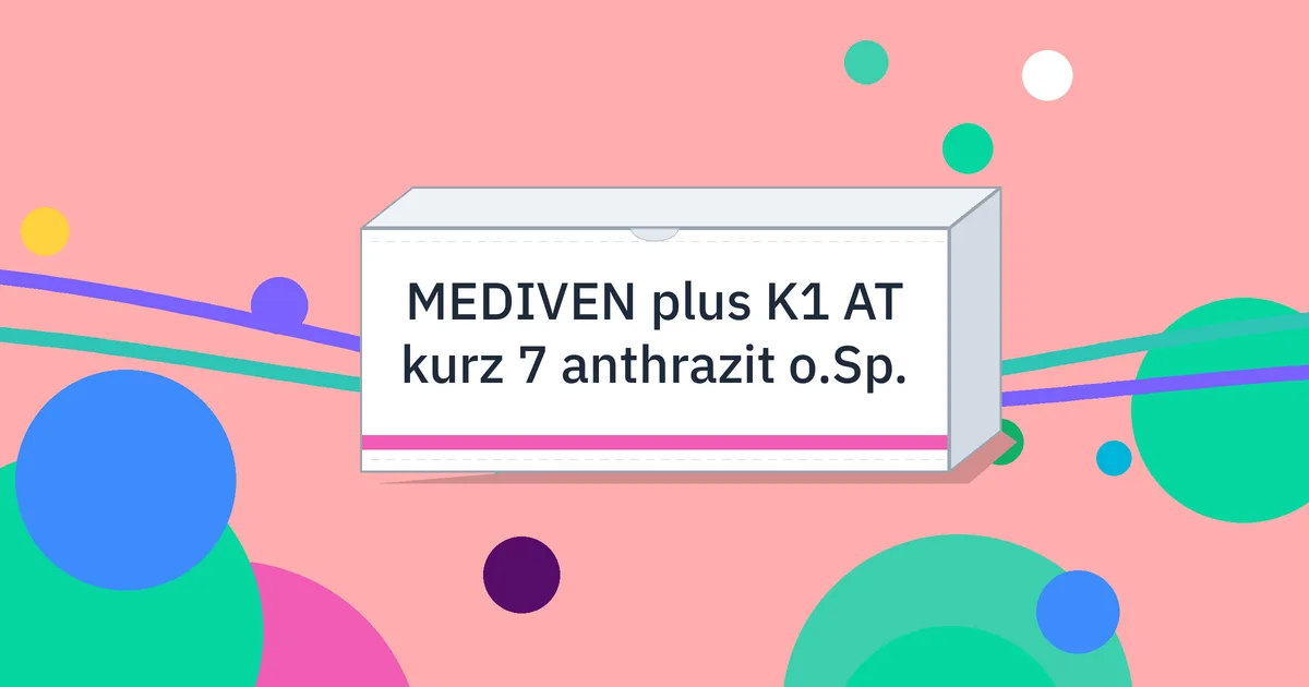 Symbolbild: Packung mit der Aufschrift MEDIVEN plus K1 AT kurz 7 anthrazit o.Sp. (PZN 15026175) – Verfügbarkeit und Bezug in Apotheken in Frankfurt am Main