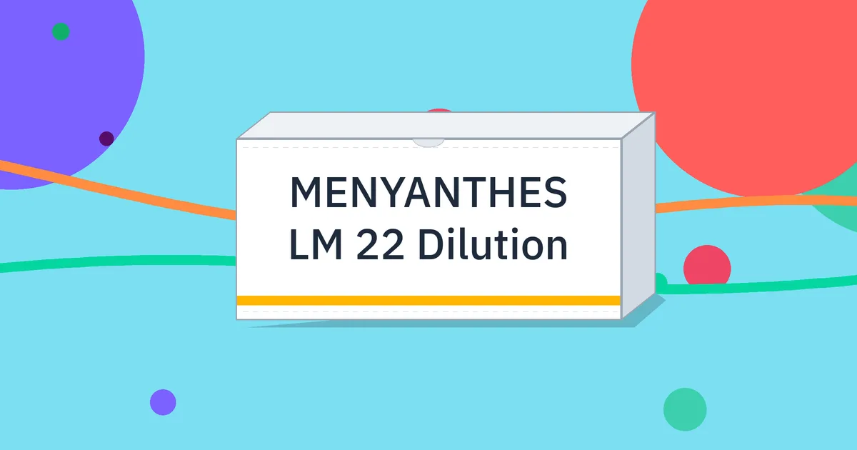 Symbolbild: Packung mit der Aufschrift MENYANTHES LM 22 Dilution (PZN 13605265) – Verfügbarkeit und Bezug in Apotheken in Frankfurt am Main