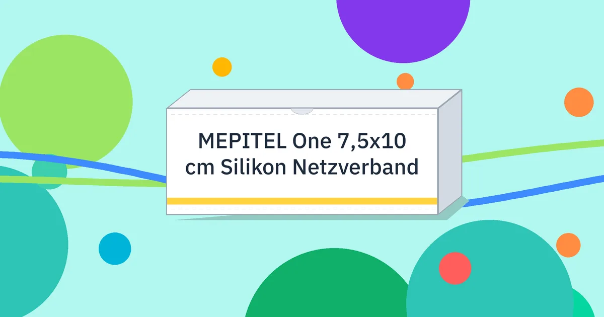 Symbolbild: Packung mit der Aufschrift MEPITEL One 7,5x10 cm Silikon Netzverband (PZN 12555909) – Verfügbarkeit und Bezug in Apotheken in Frankfurt am Main