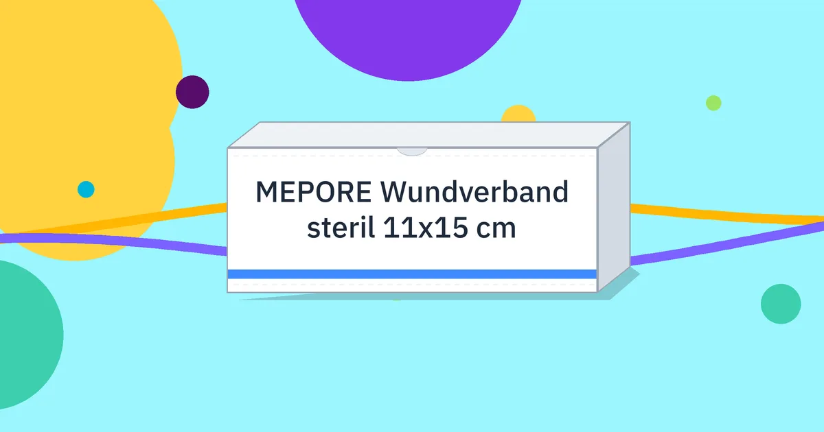 Symbolbild: Packung mit der Aufschrift MEPORE Wundverband steril 11x15 cm (PZN 11148355) – Verfügbarkeit und Bezug in Apotheken in Frankfurt am Main