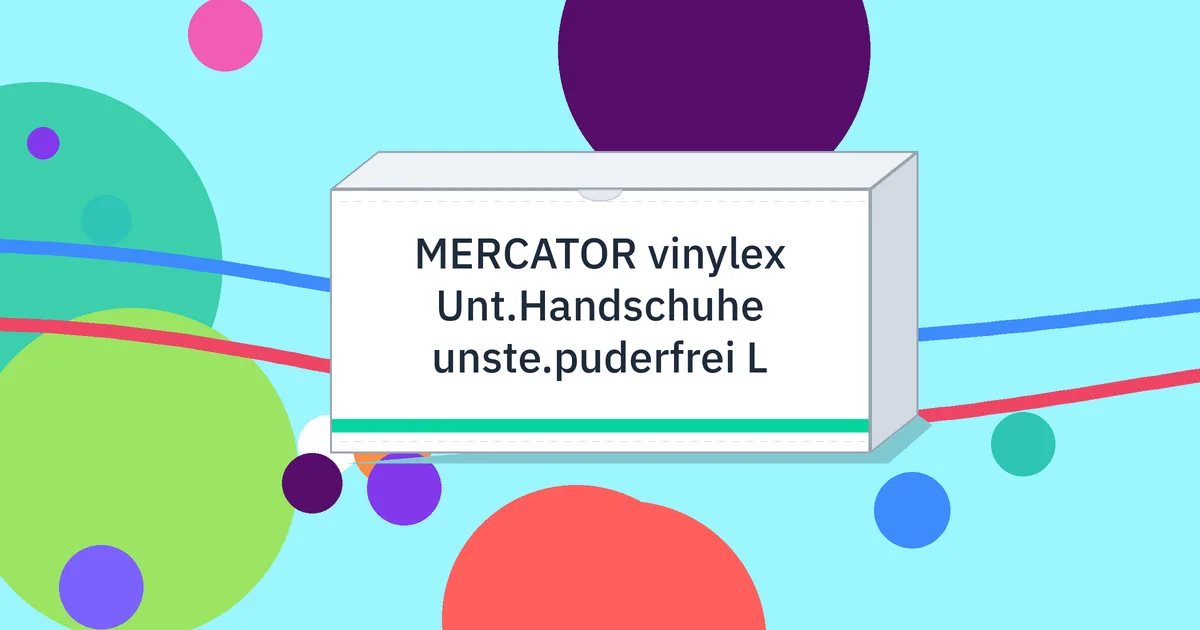 Symbolbild: Packung mit der Aufschrift MERCATOR vinylex Unt.Handschuhe unste.puderfrei L (PZN 19208370) – Verfügbarkeit und Bezug in Apotheken in Frankfurt am Main