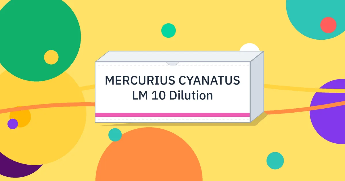 Symbolbild: Packung mit der Aufschrift MERCURIUS CYANATUS LM 10 Dilution (PZN 12950830) – Verfügbarkeit und Bezug in Apotheken in Frankfurt am Main