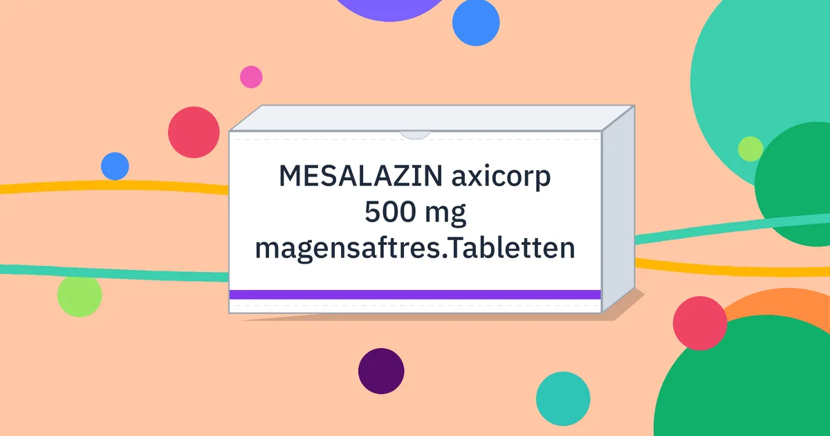 Symbolbild: Packung mit der Aufschrift MESALAZIN axicorp 500 mg magensaftres.Tabletten (PZN 16124342) – Verfügbarkeit und Bezug in Apotheken in Frankfurt am Main