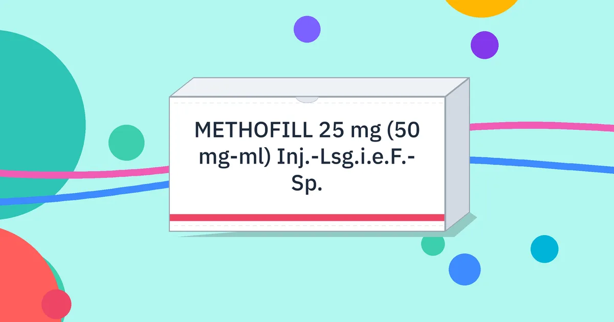 Symbolbild: Packung mit der Aufschrift METHOFILL 25 mg (50 mg-ml) Inj.-Lsg.i.e.F.-Sp. (PZN 11695755) – Verfügbarkeit und Bezug in Apotheken in Frankfurt am Main