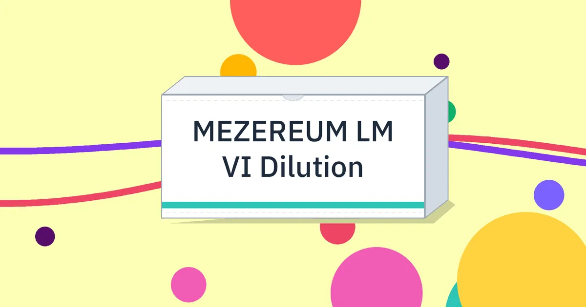 Symbolbild: Packung mit der Aufschrift MEZEREUM LM VI Dilution (PZN 04497090) – Verfügbarkeit und Bezug in Apotheken in Frankfurt am Main