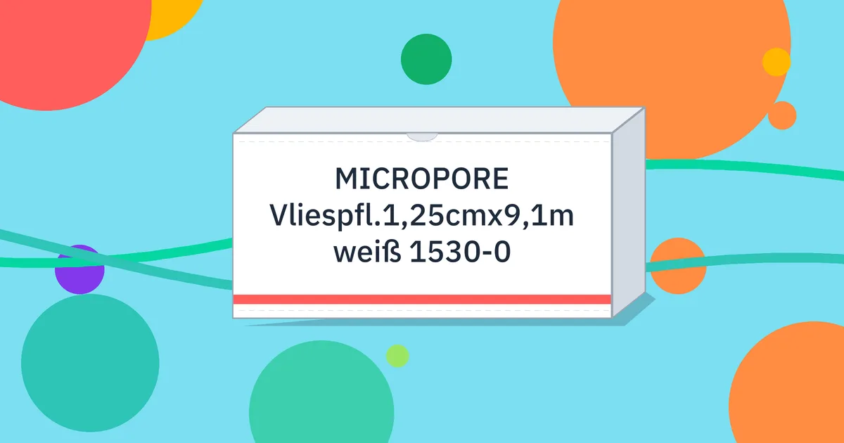 Symbolbild: Packung mit der Aufschrift MICROPORE Vliespfl.1,25cmx9,1m weiß 1530-0 (PZN 10298472) – Verfügbarkeit und Bezug in Apotheken in Frankfurt am Main