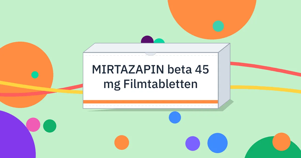 Symbolbild: Packung mit der Aufschrift MIRTAZAPIN beta 45 mg Filmtabletten (PZN 03136622) – Verfügbarkeit und Bezug in Apotheken in Frankfurt am Main