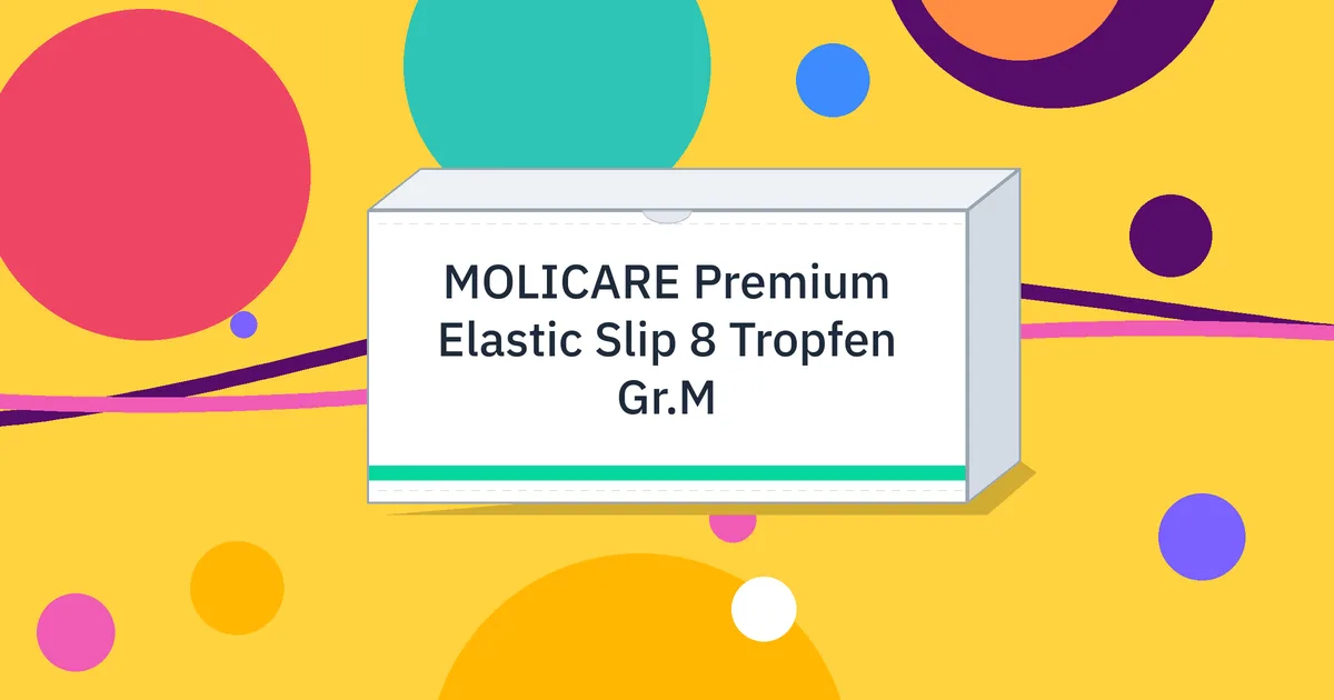Symbolbild: Packung mit der Aufschrift MOLICARE Premium Elastic Slip 8 Tropfen Gr.M (PZN 14211054) – Verfügbarkeit und Bezug in Apotheken in Frankfurt am Main