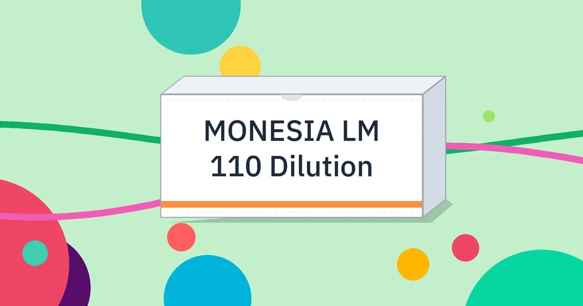 Symbolbild: Packung mit der Aufschrift MONESIA LM 110 Dilution (PZN 13611030) – Verfügbarkeit und Bezug in Apotheken in Frankfurt am Main