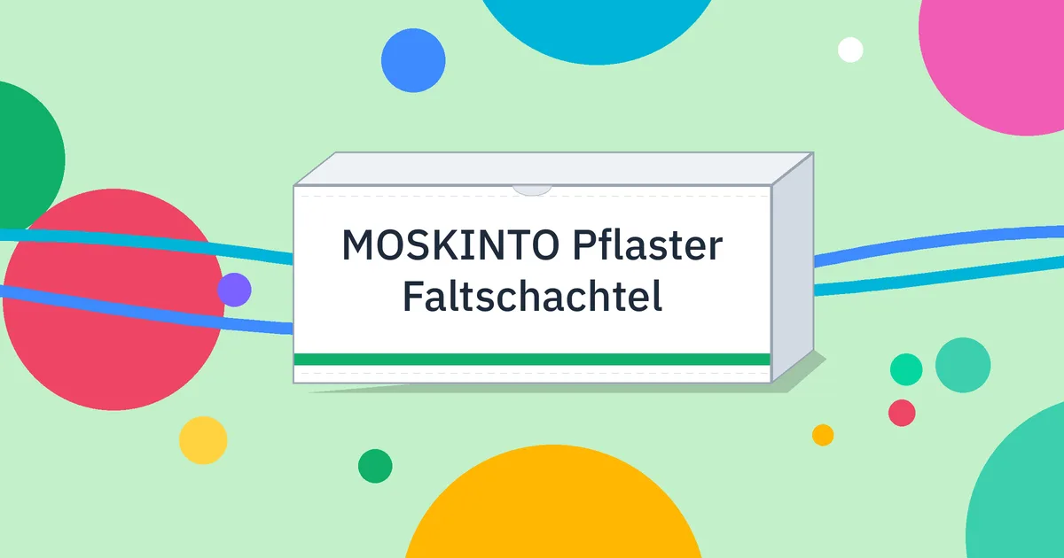 Symbolbild: Packung mit der Aufschrift MOSKINTO Pflaster Faltschachtel (PZN 14134448) – Verfügbarkeit und Bezug in Apotheken in Frankfurt am Main