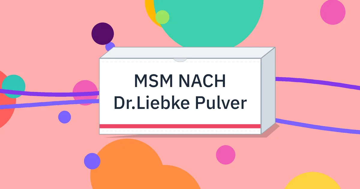 Symbolbild: Packung mit der Aufschrift MSM NACH Dr.Liebke Pulver (PZN 00778076) – Verfügbarkeit und Bezug in Apotheken in Frankfurt am Main