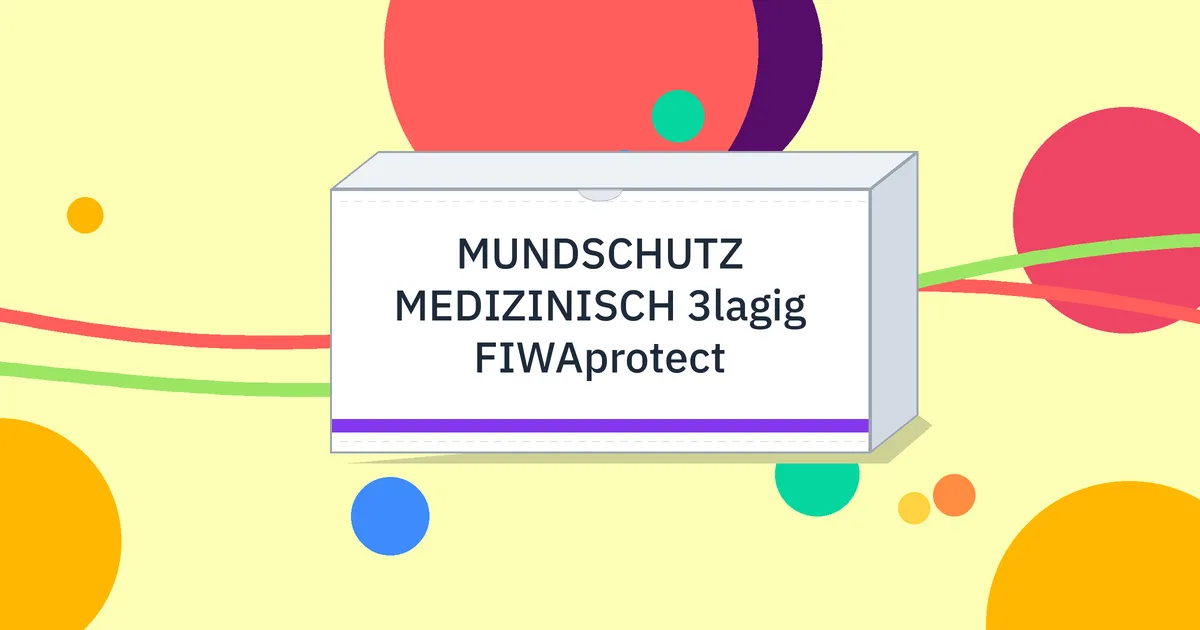 Symbolbild: Packung mit der Aufschrift MUNDSCHUTZ MEDIZINISCH 3lagig FIWAprotect (PZN 16686005) – Verfügbarkeit und Bezug in Apotheken in Frankfurt am Main